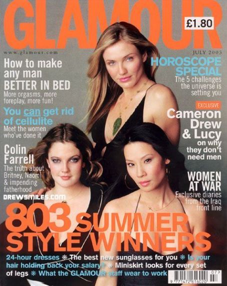 Drew Barrymore Glamour Magazine July 2003 Cover Photo United States
